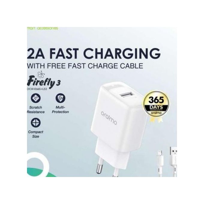 Oraimo Chargeur Oraimo Firefly 3 OCW-E66S+C53 BLANC-IPHONE– DJOKSTORE.CI