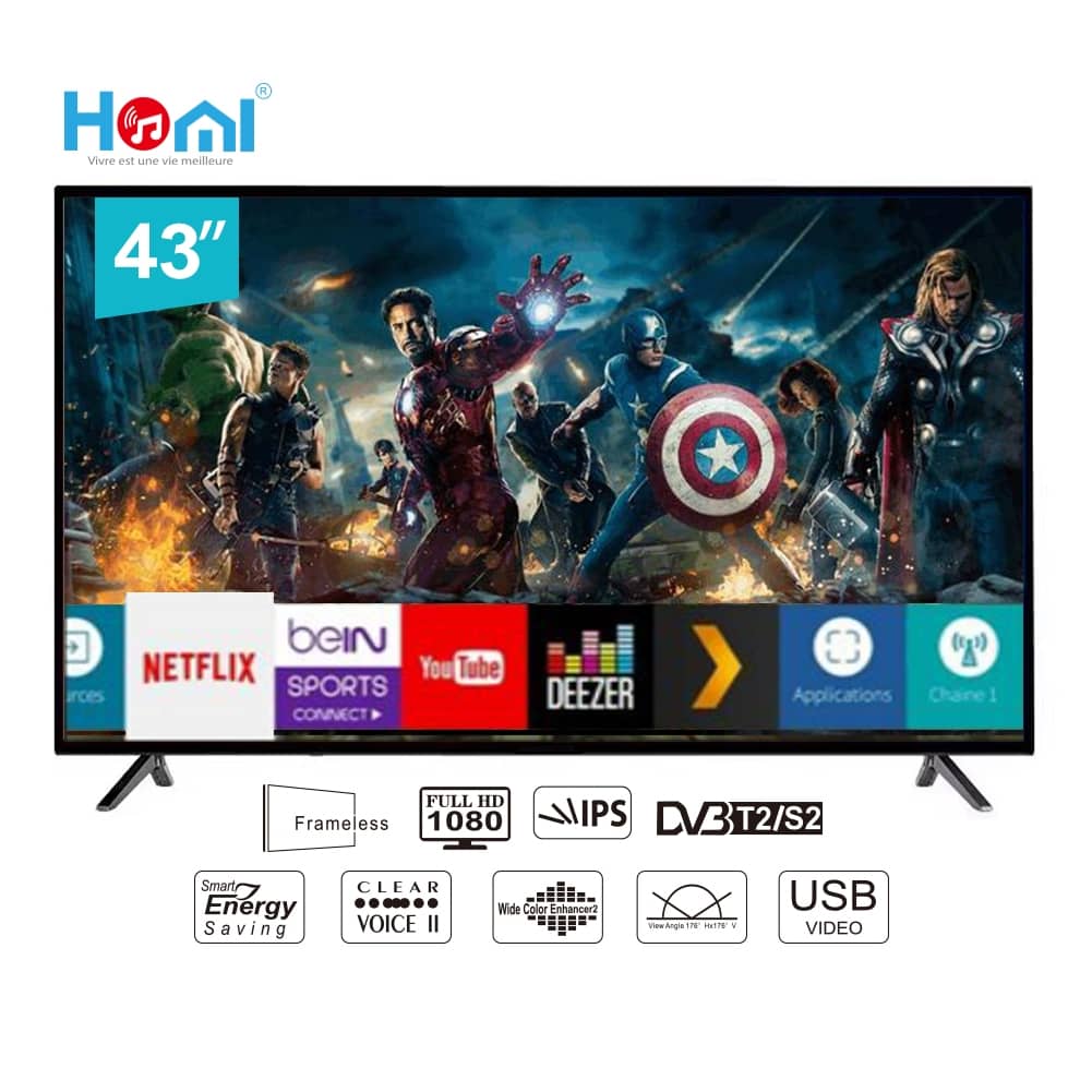 SMART TV LED HOMI - 43"- Android-Wifi-Bluetooth-Décodeur Intégré Full ...