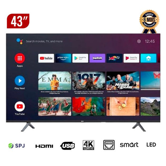SPJ TV LED 43" Smart TV - FHD - ANDROID TV - Garantie 06 Mois– DJOKSTORE.CI